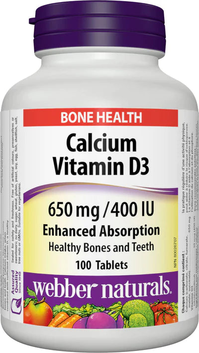 WEBBER NATURALS CALCIUM VITAMIN D3, EASY ABSORPTION, KREBS CYCLE, 650M ...