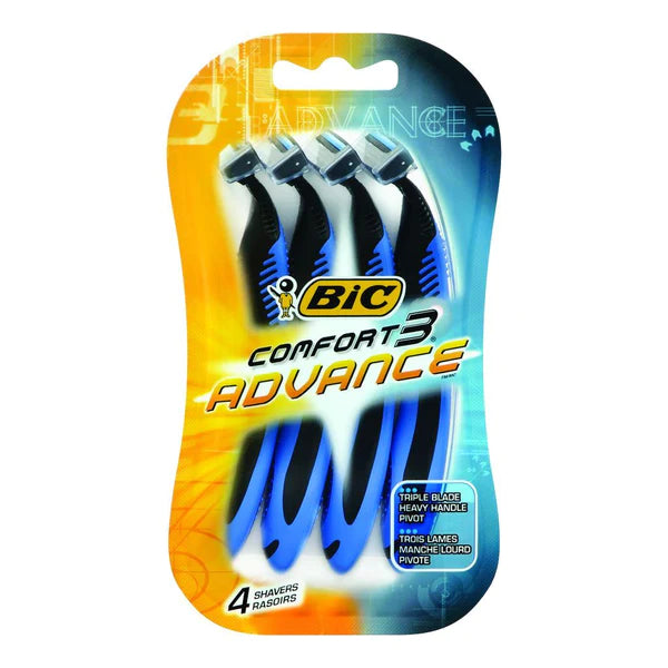 BIC COMFORT 3 ADVANCE DISPOSABLE RAZOR, MEN, 4-COUNT – otcm-plus