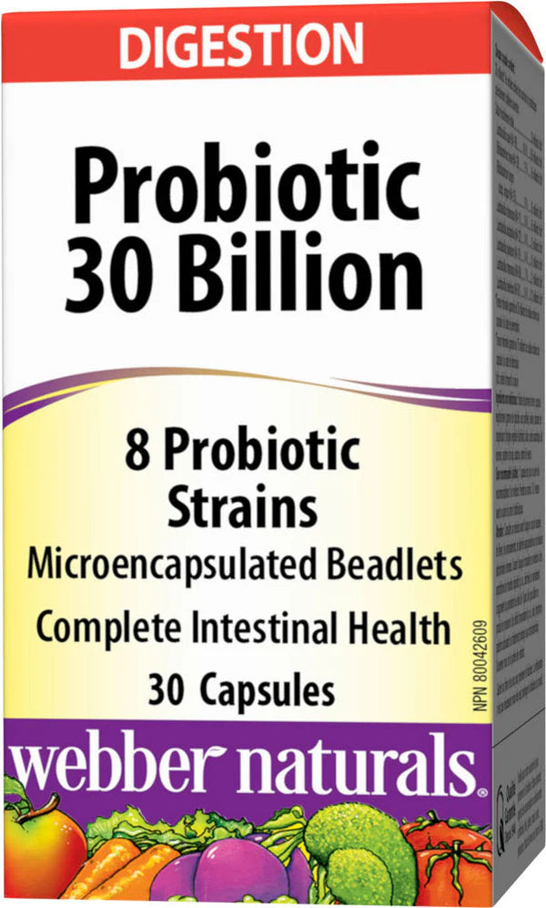 WEBBER NATURALS PROBIOTIC 30 BILLION, 8 PROBIOTIC STRAINS, 30-CAPSULES ...